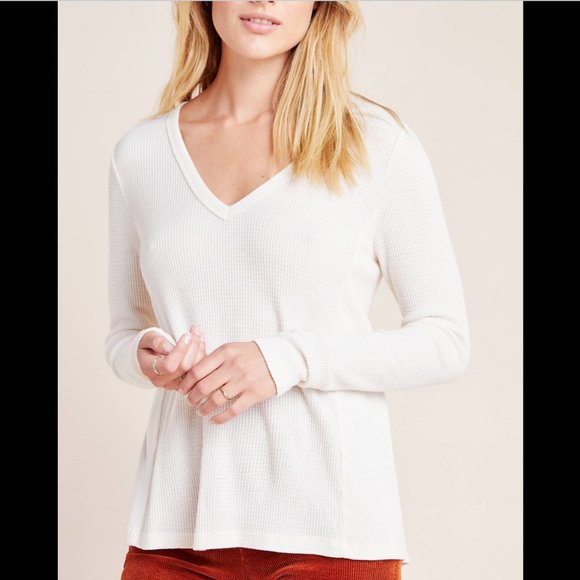 Anthropologie | Tops | Anthropologie Tla Ivory Vicky Thermal Waffle ...